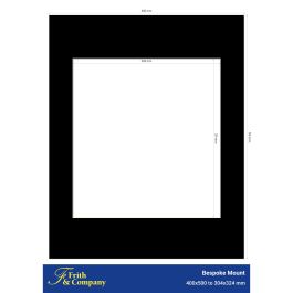 Black Bespoke Mount. Aperture: 304x324 mm. Overall Size: 400x500 ...